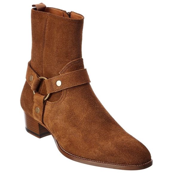 Saint Laurent | Shoes | Saint Laurent Wyatt Harness 4 Suede Boot Brown ...